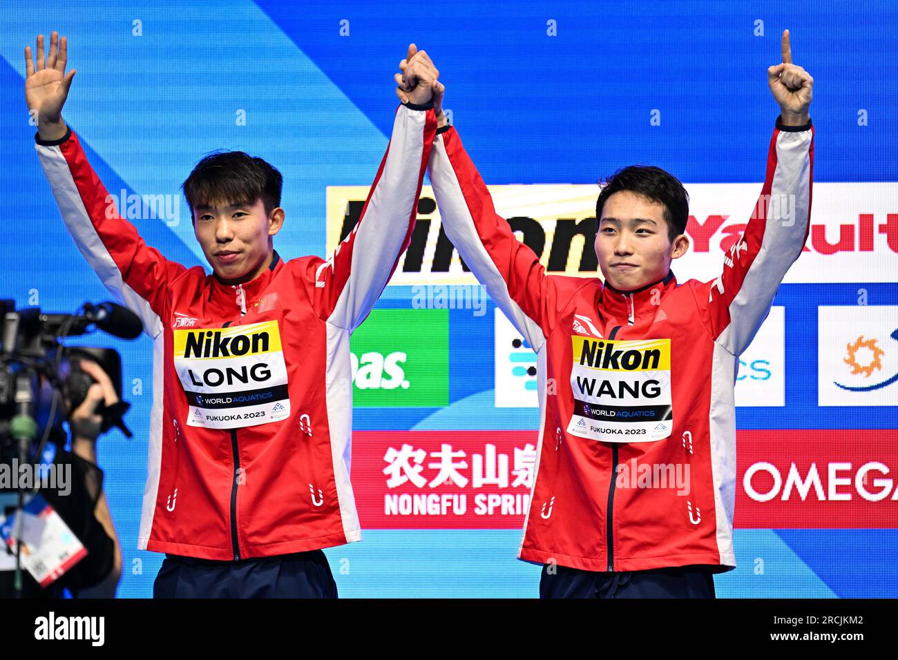 Fukuoka, Japan. 15th July, 2023. Long Daoyi/Wang Zongyuan (R) of China ...