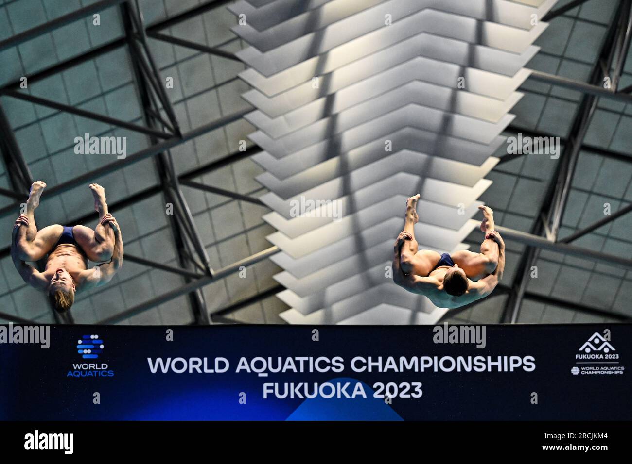 Fukuoka, Japan. 15th July, 2023. Jack Laugher/Anthony Harding (R) of ...
