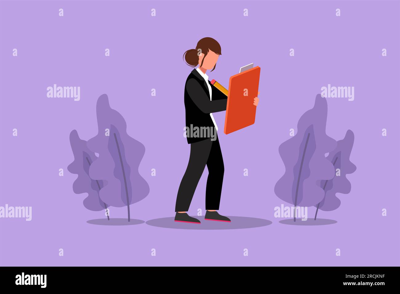 Character flat drawing female office secretary writing with clipboard ...