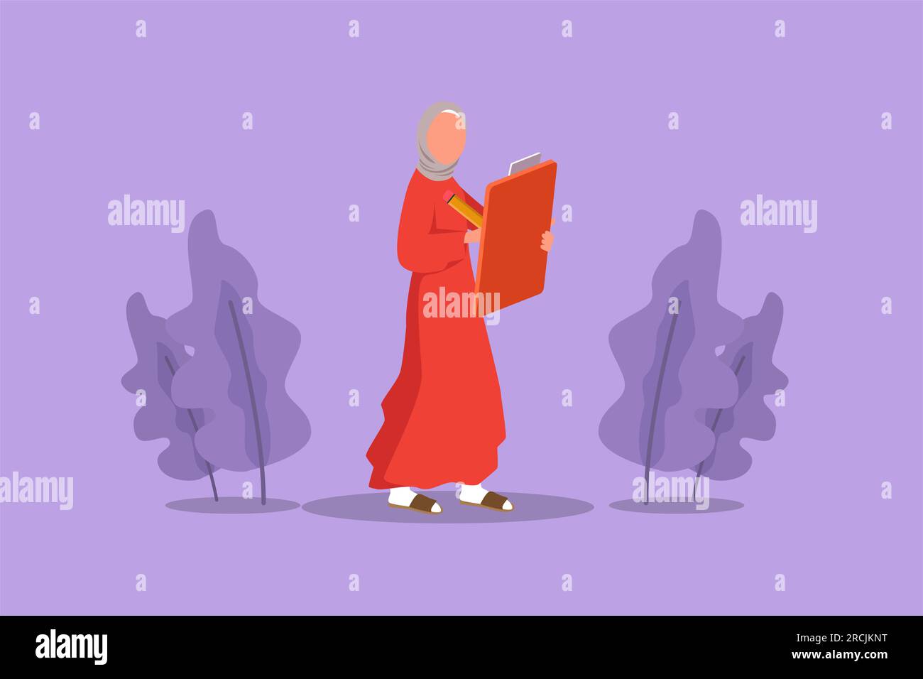 Cartoon flat style drawing beauty Arab businesswoman standing and ...