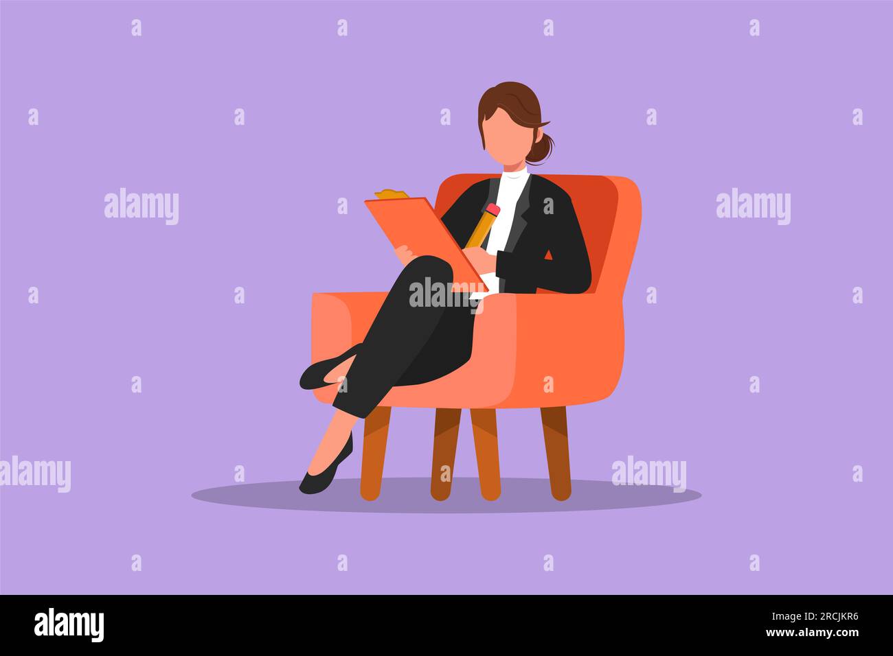 Cartoon flat style drawing businesswoman writing on clipboard. Female ...