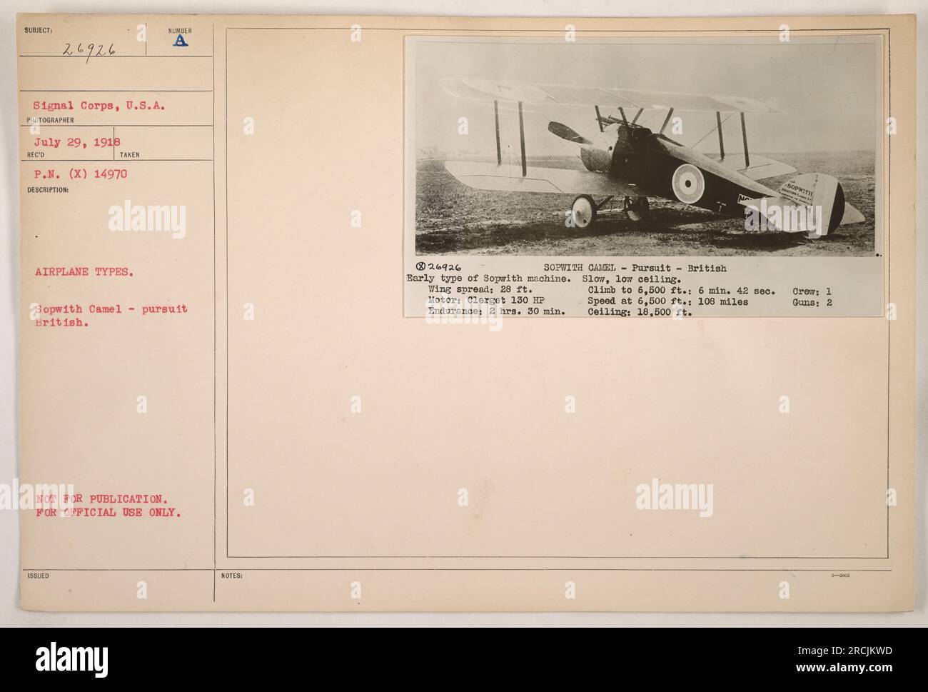 Sopwith Camel - pursuit British: an early type of Sopwith machine with ...