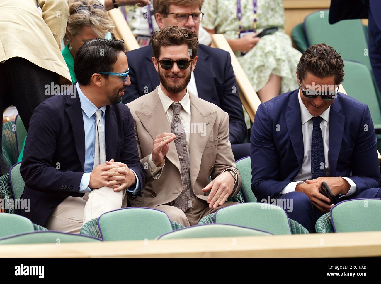 Lin-Manuel Miranda, Andrew Garfield (centre) and Vito Schnabel (right ...