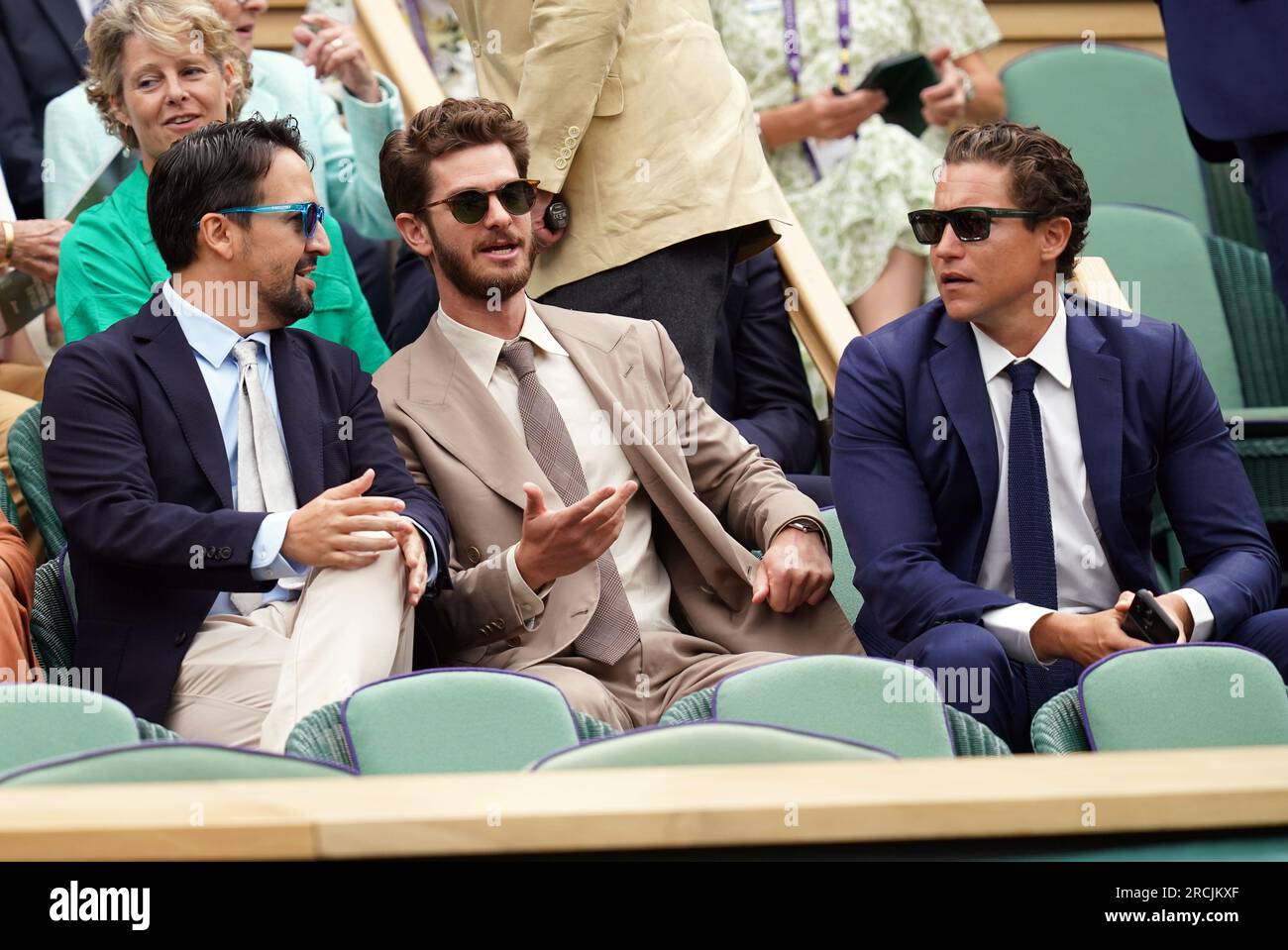 Lin-Manuel Miranda, Andrew Garfield (centre) and Vito Schnabel (right ...