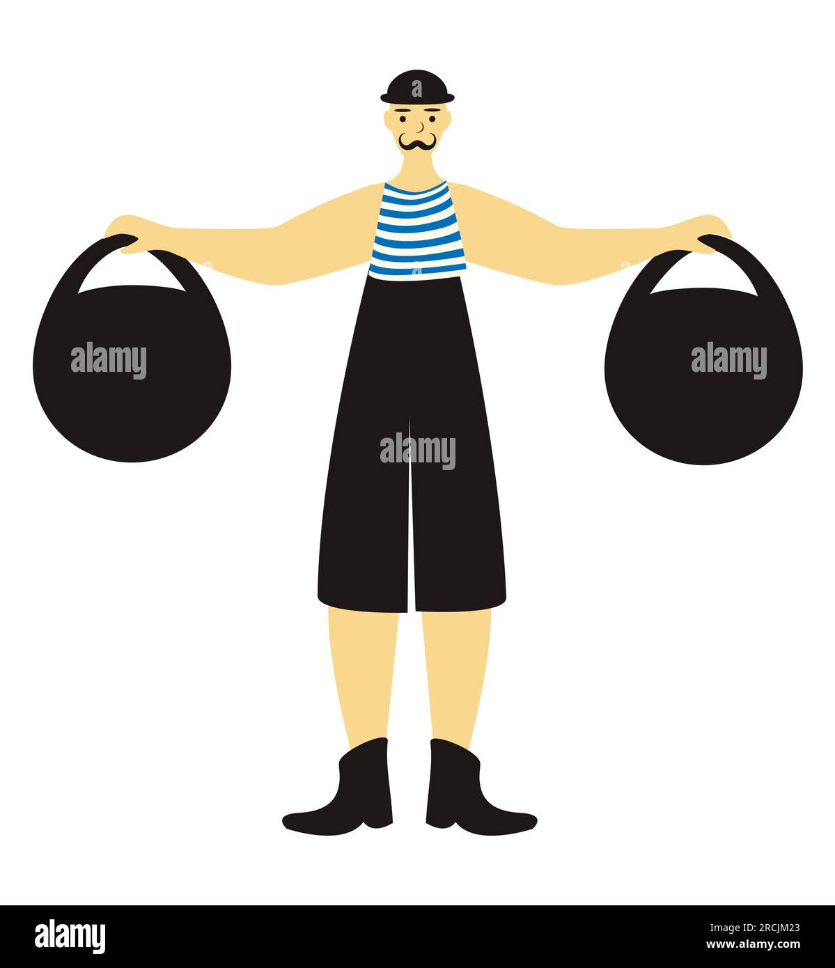 Strongman illustration Circus athlete with dumbbells Front view Vector ...