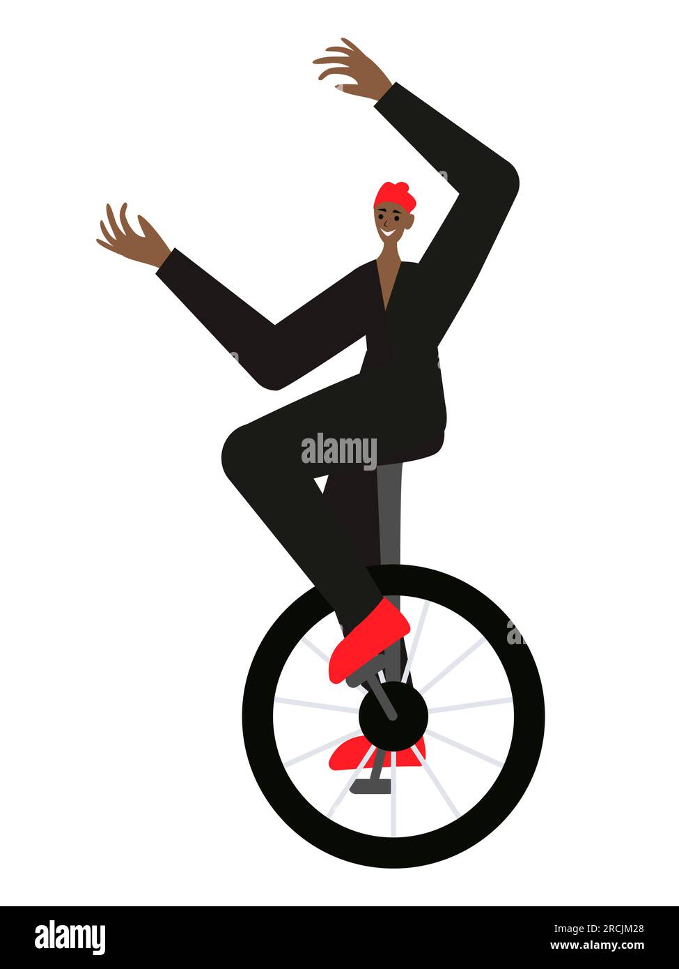 Circus artist Performer on unicycle illustration Design element ...