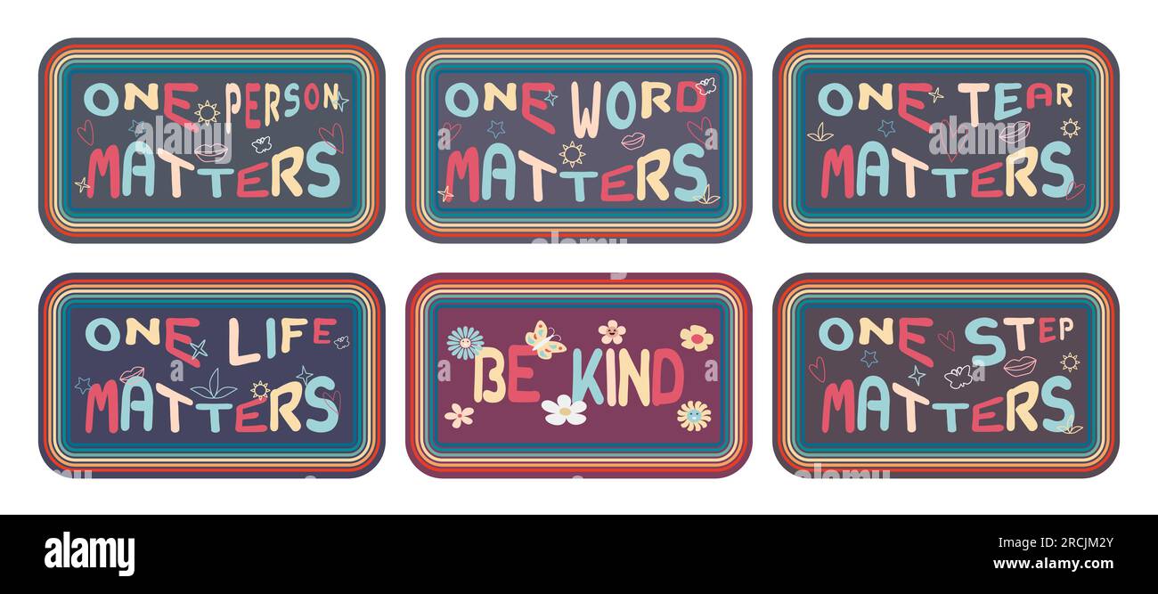 Handwritten inscription kindness matters Groovy posters Horizontal ...
