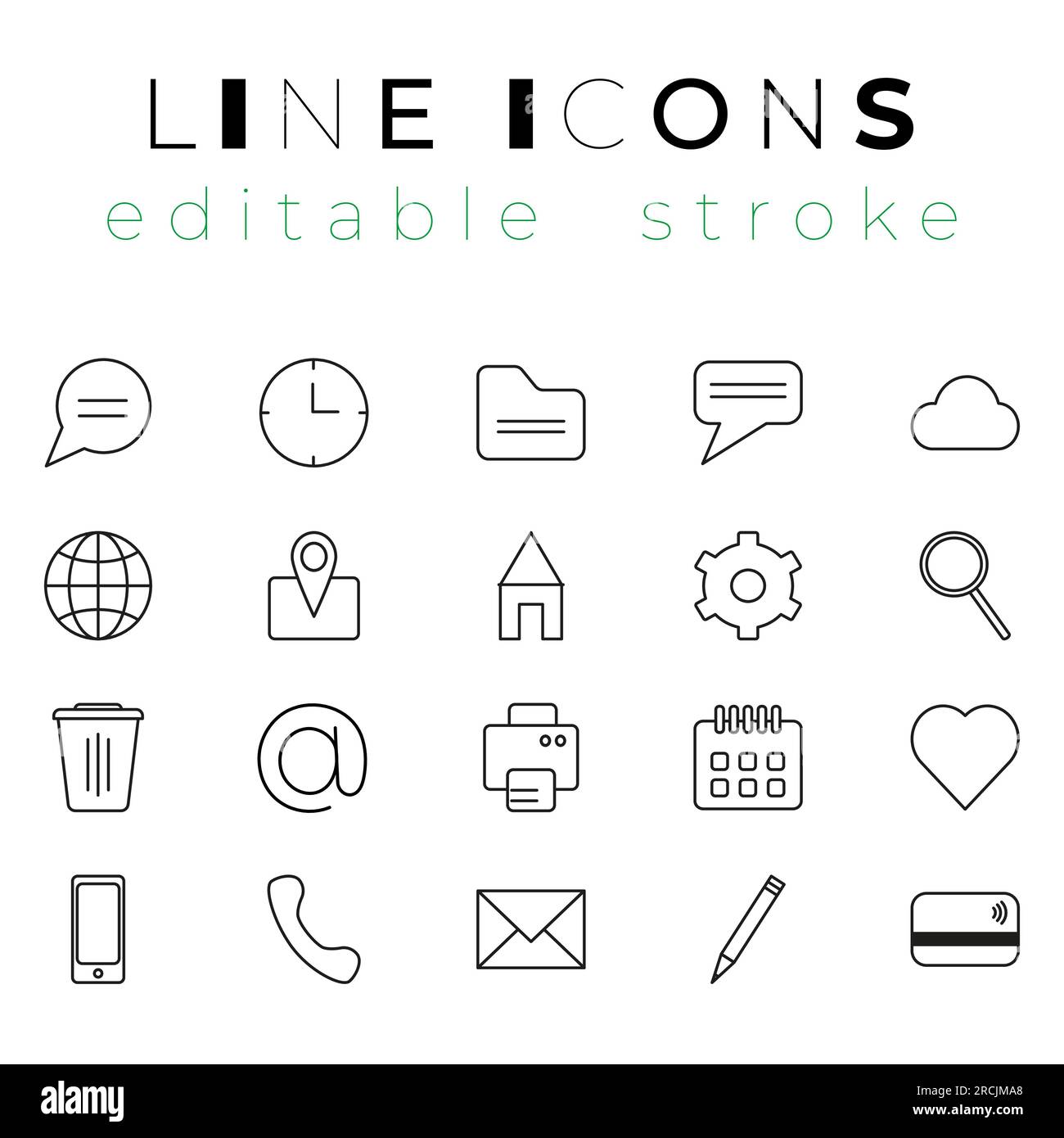 Line Icons Set Editable Stroke Web Icon Collection Vector Illustration Isolated On White