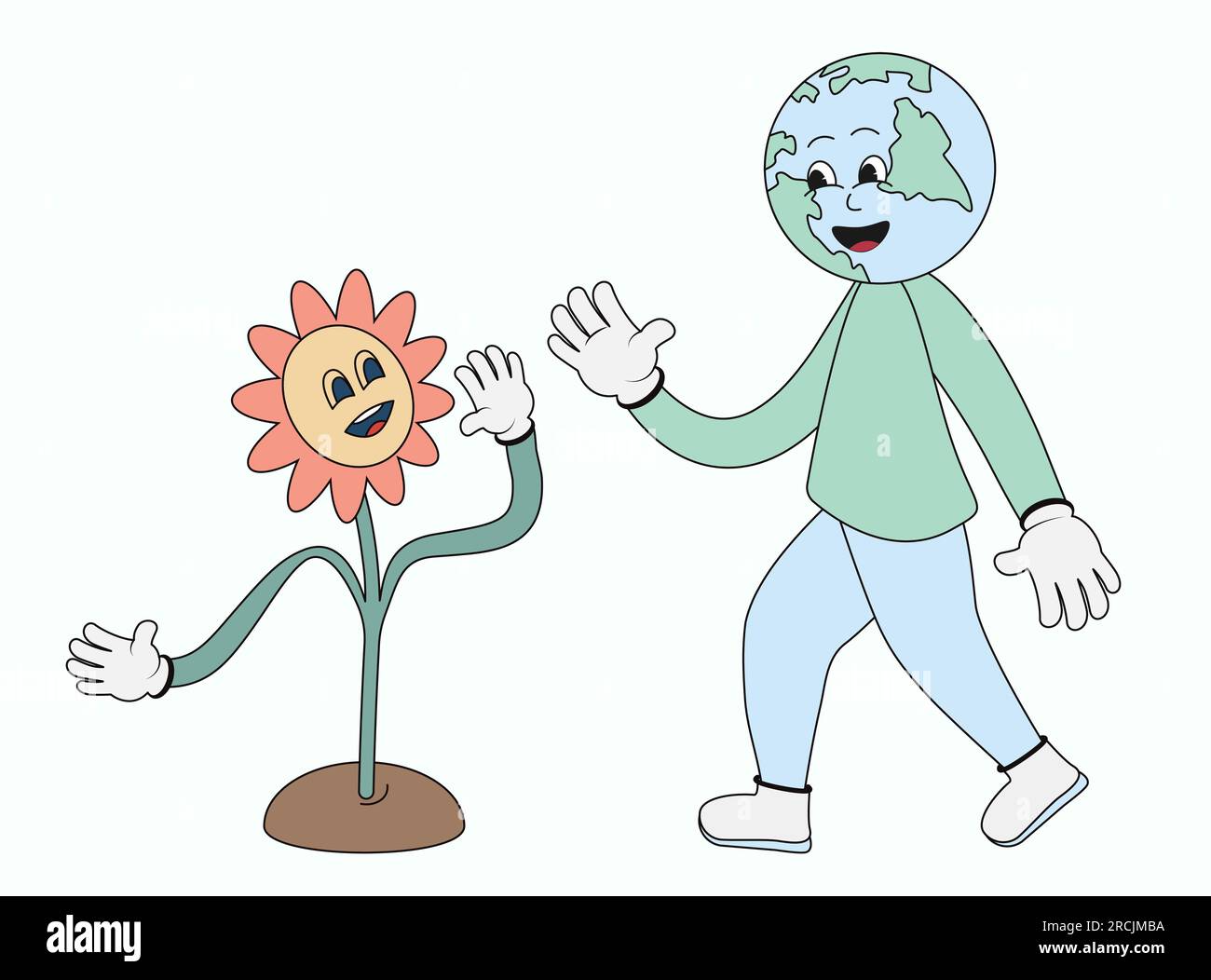 Planet retro groovy character Cut Out Stock Images & Pictures - Alamy