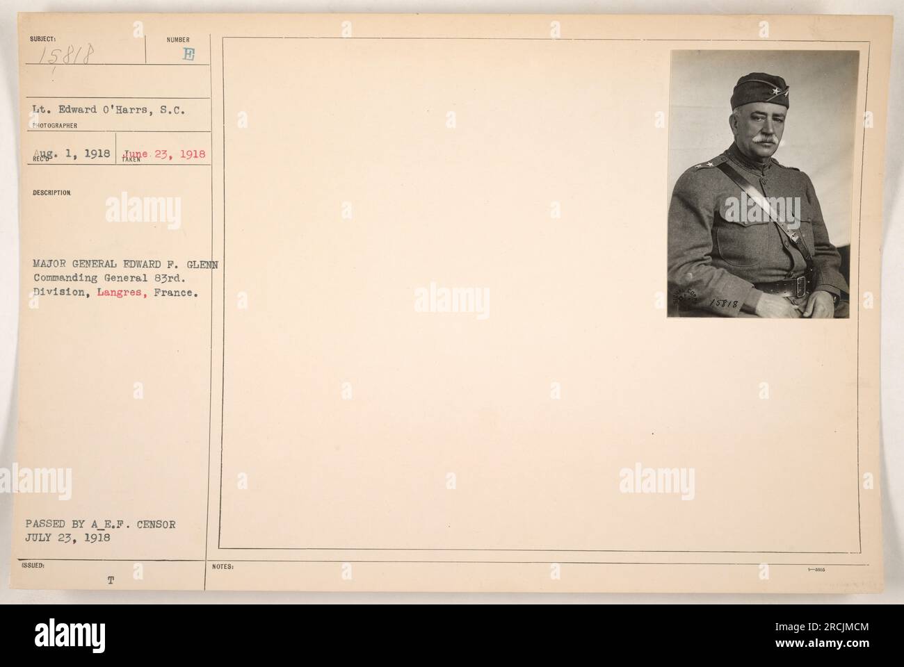 The image showcases Major General Edward F. Glenn, the Commanding ...