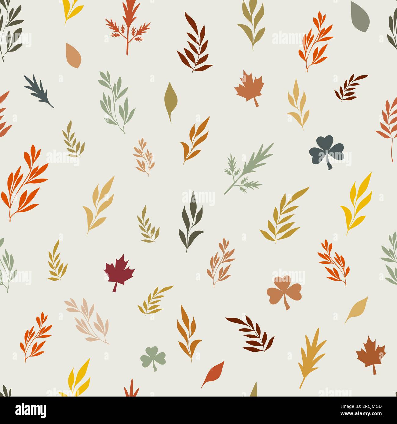 Different leaves and branches seamless pattern Fall background. Isolated vector illustration ...
