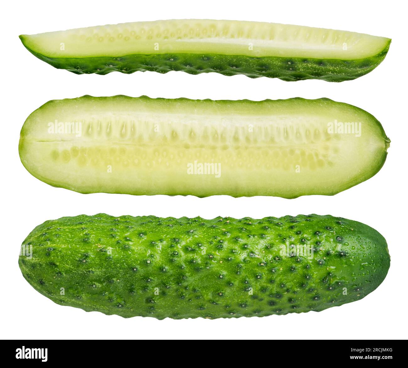 Cucumber isolated on white background. Cucumber cut into slices and ...