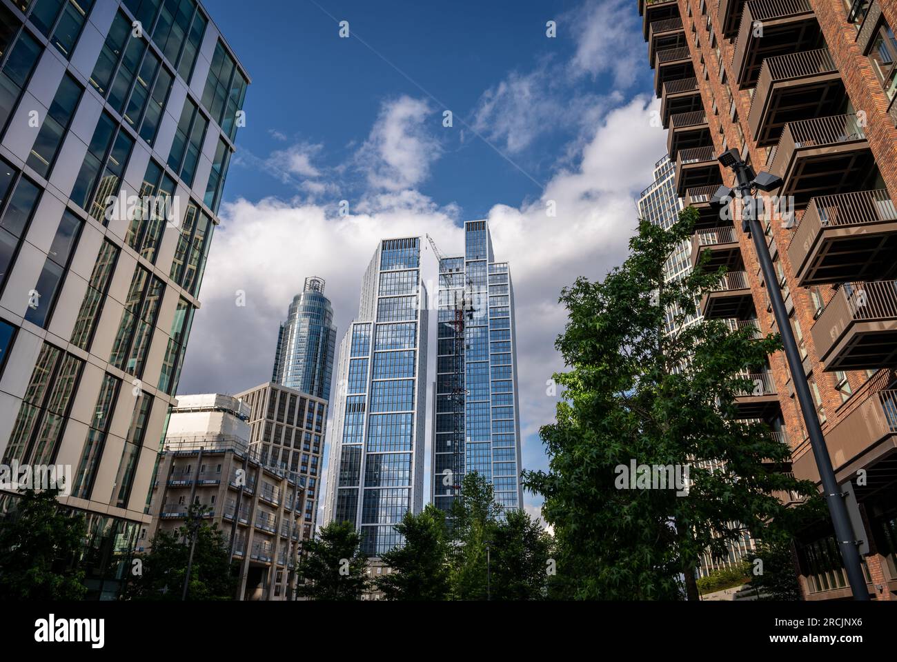 Nine Elms, London, UK: Tall buildings in the redeveloped area of Nine ...