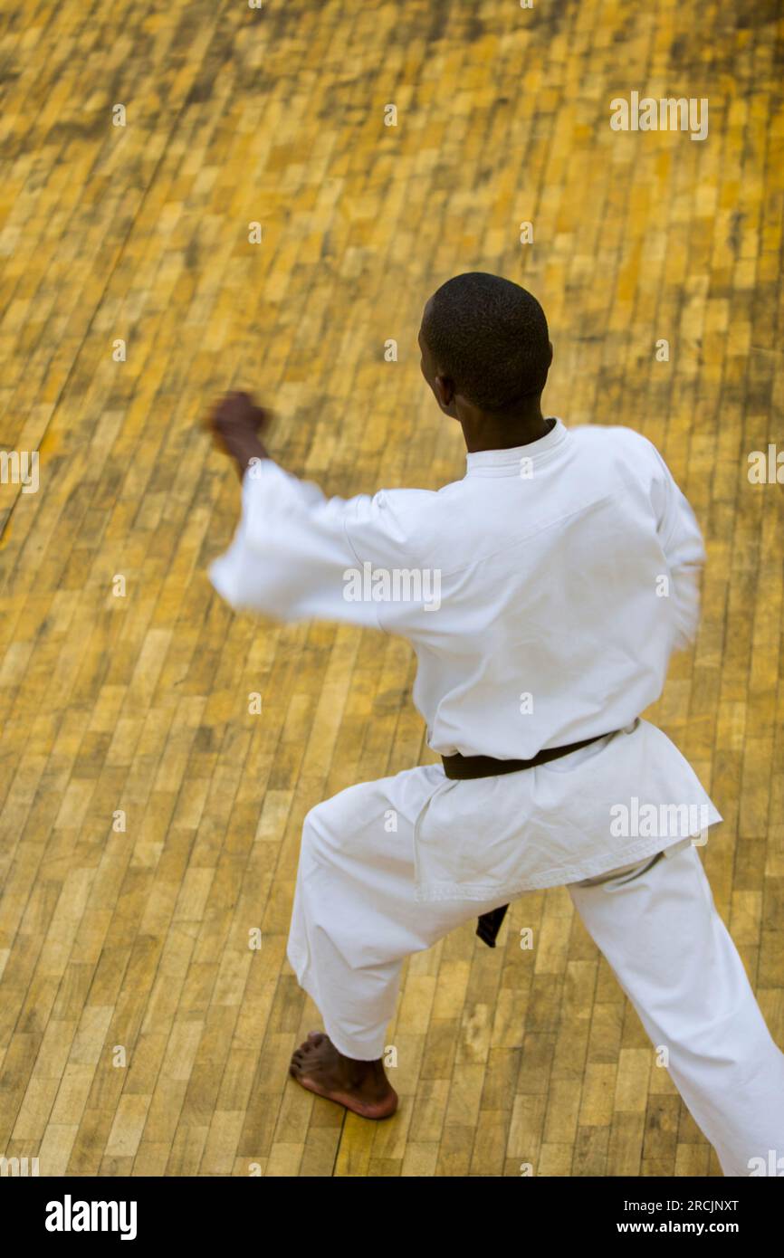 Practicing martial arts in dojo hi-res stock photography and images - Alamy