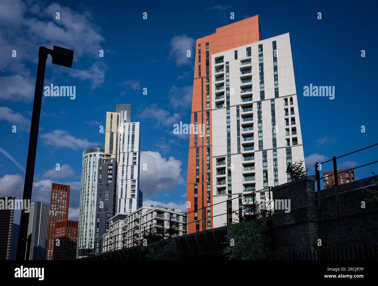 Nine Elms, London, UK: Colorful residential buildings in Nine Elms ...