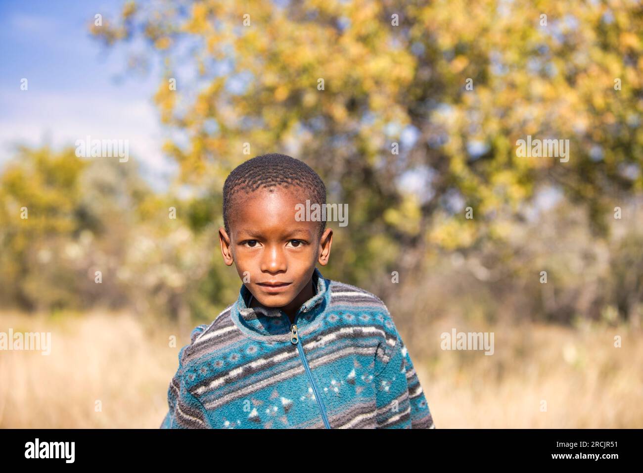 portrait of a village african child in the bush in a sunny day Stock ...