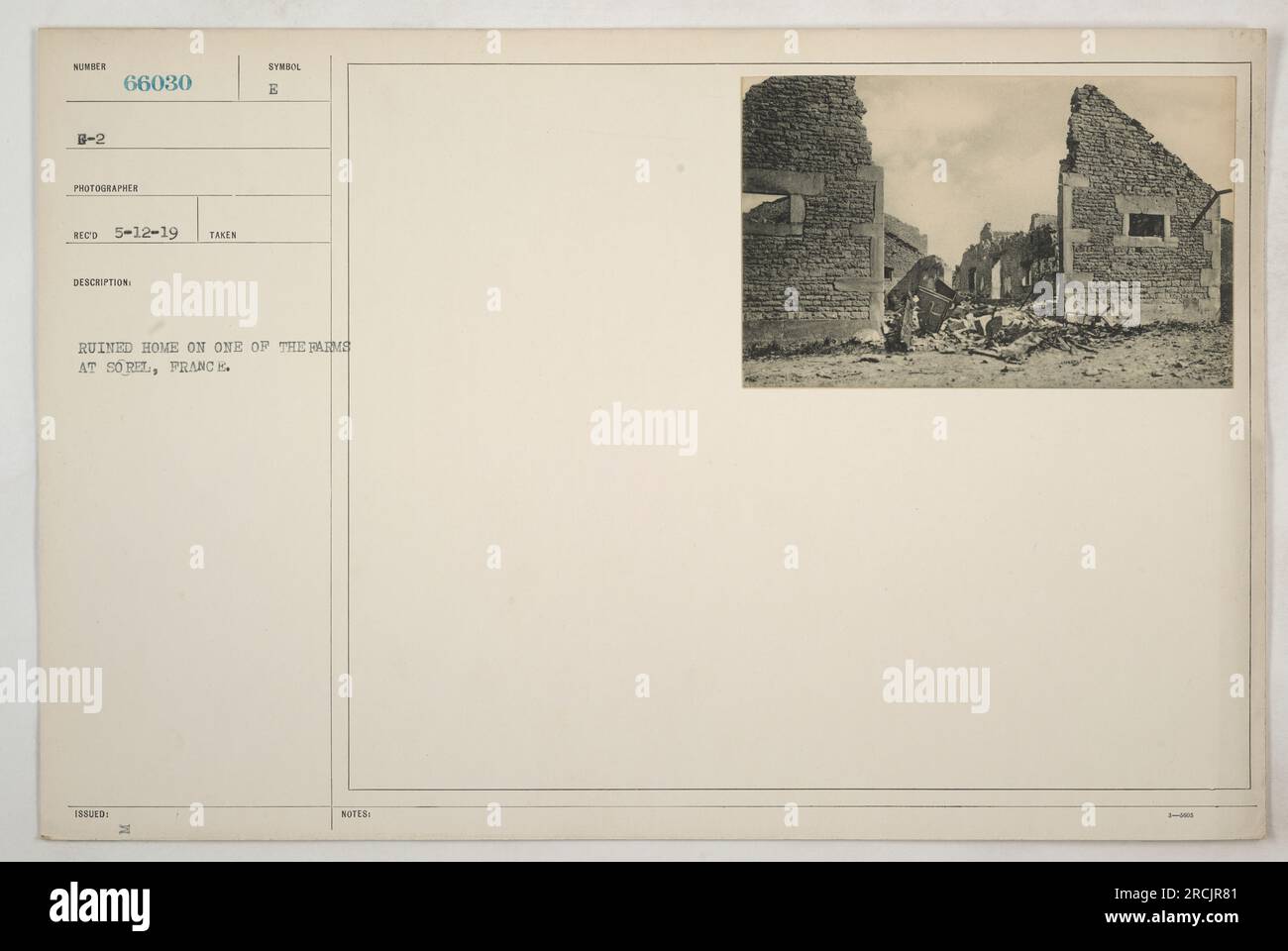 This photograph captured the ruined home of one of the farms in Sorel ...