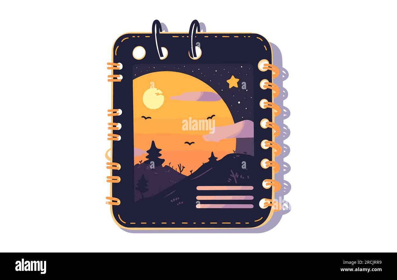 Back to school notebook illustration. Back to school text on sheet of ...