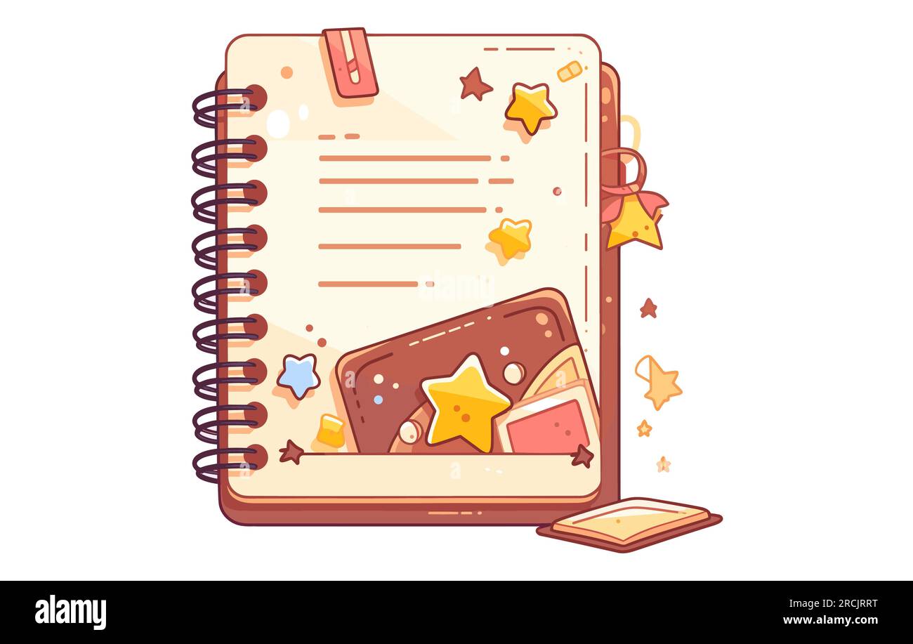 Back to school notebook illustration. Back to school text on sheet of ...
