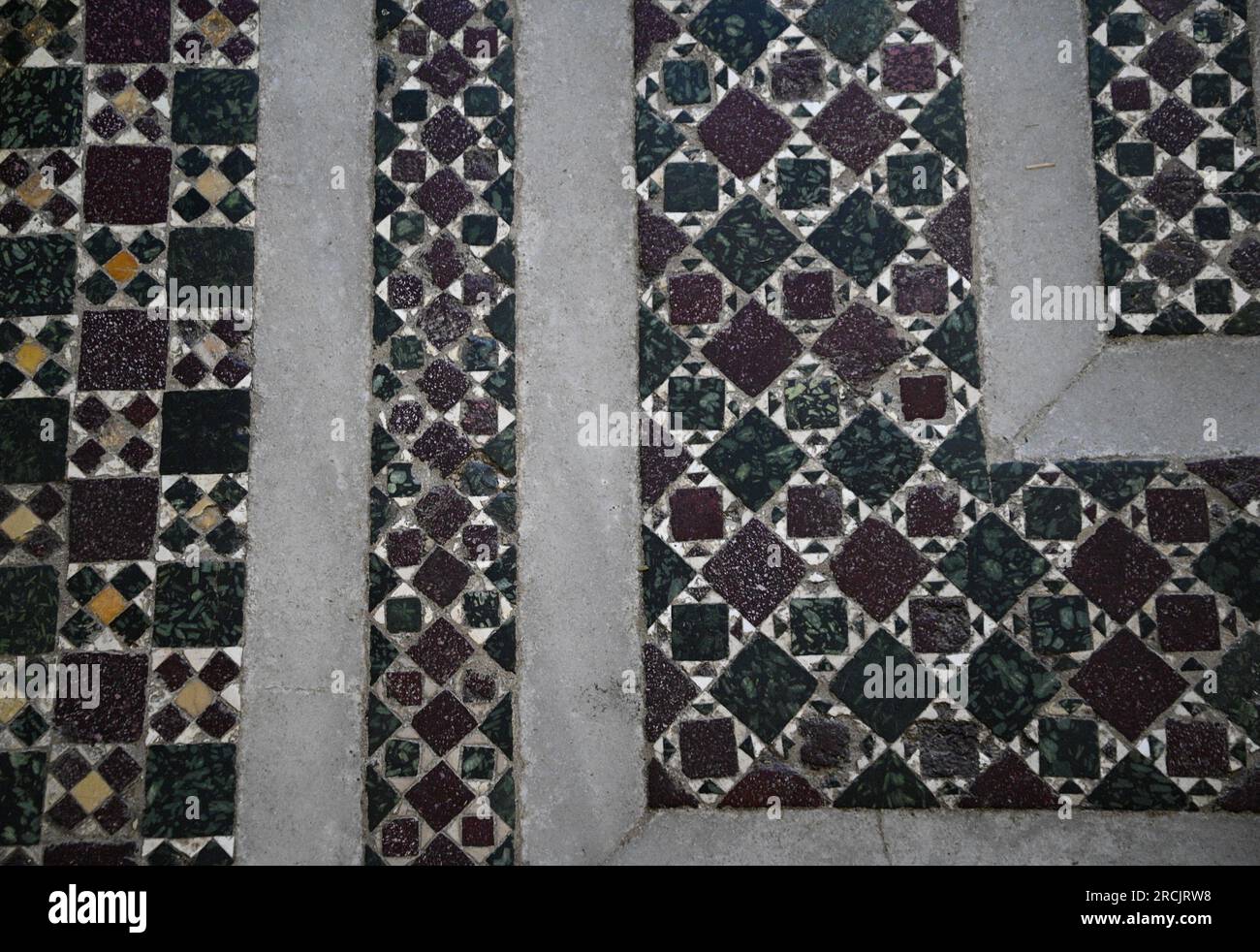 Antique marble and stone tiles mosaic on the floor of Santa Caterina d ...