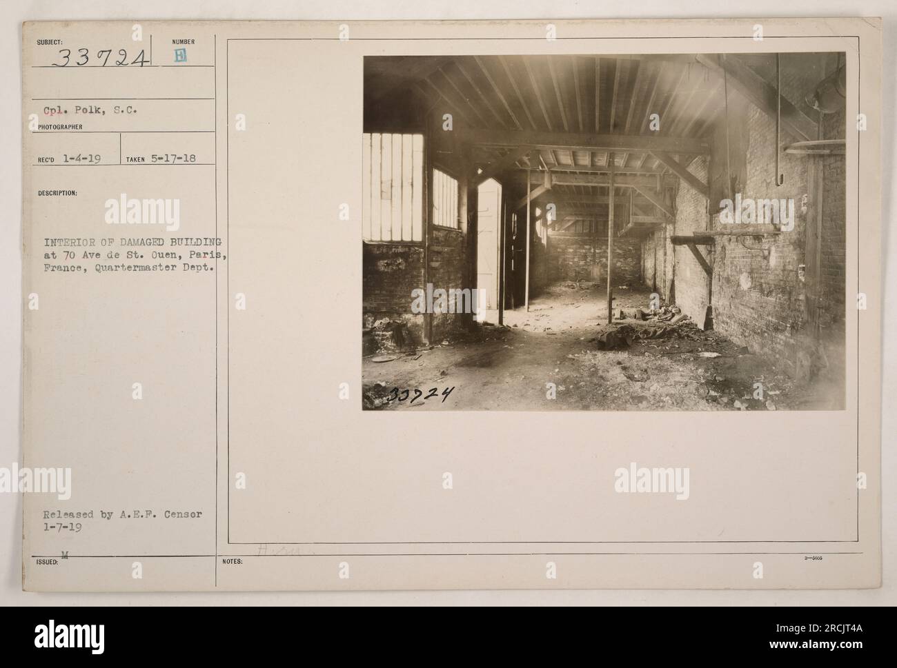 Cpl. Polk captured a photograph of the interior of a damaged building ...