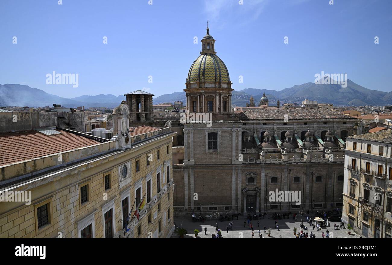 Cityscape with scenic view of the Baroque style Chiesa di San Giuseppe ...