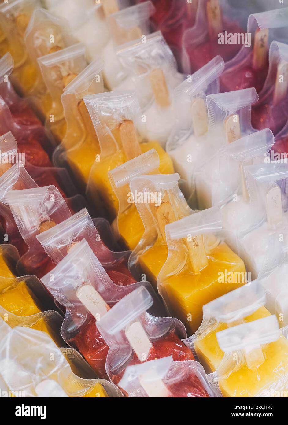 Natural ice creams made from 100% fruit Stock Photo - Alamy