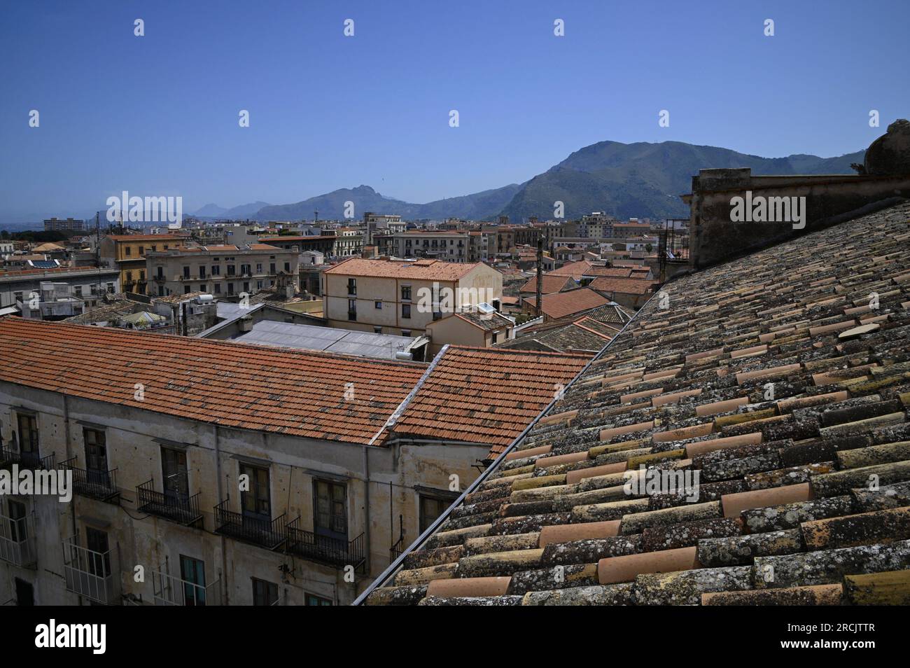 Landscape with scenic view of the historic center of Palermo in Sicily ...