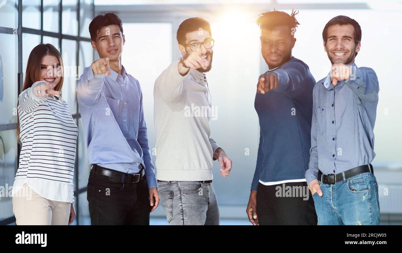 We are waiting for you. Group portrait of friendly successful ...