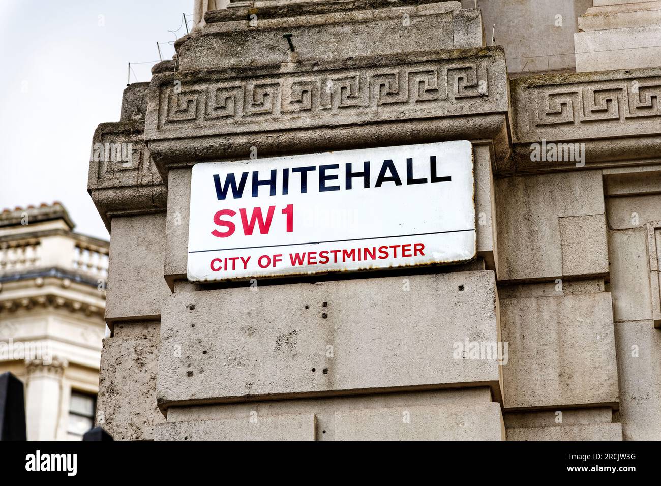 Downing Street and Whitehall, street sign, city of westminster, London ...