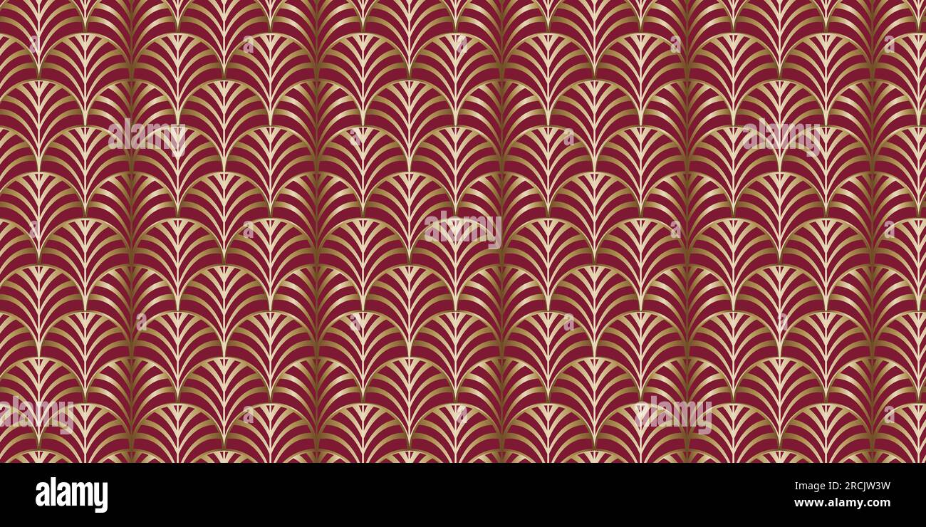 Vintage Art Deco seamless pattern. Golden gradient pattern on viva ... Vintage Art Deco seamless pattern. Golden gradient pattern on viva ...