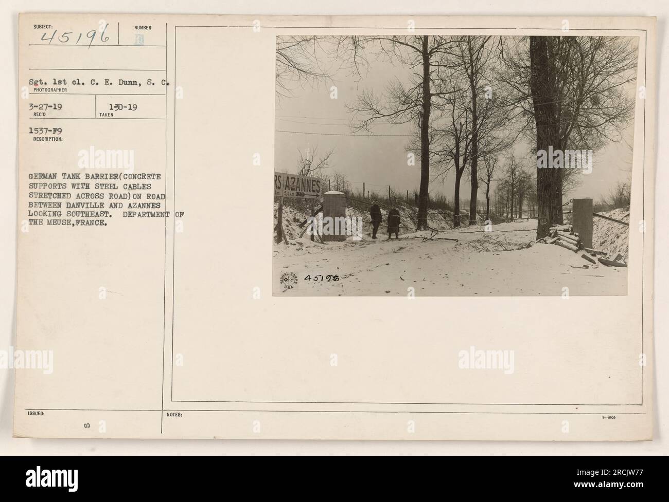 German tank barrier consisting of concrete supports with steel cables ...