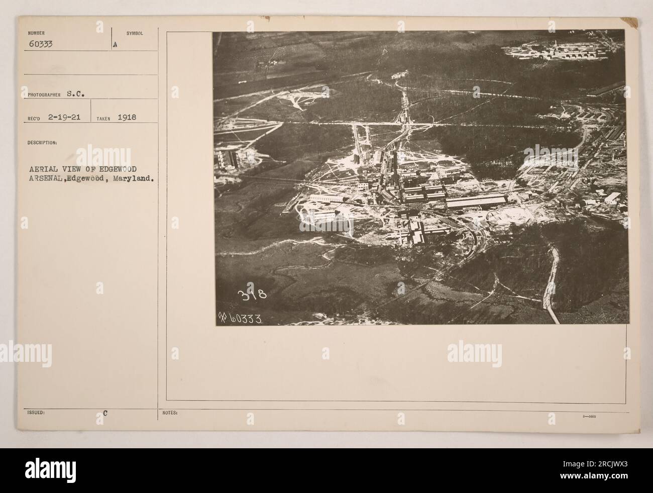 Aerial view of the Chemical Warfare Service plant at Edgewood Arsenal ...