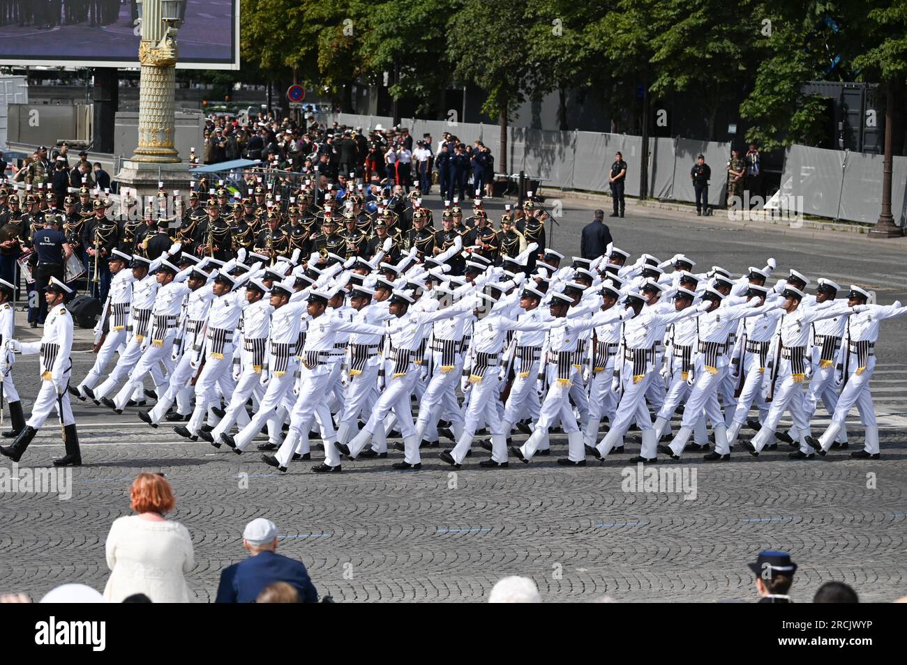 Indian Army, Indian Navy and Indian Air Force march during the Bastille ...