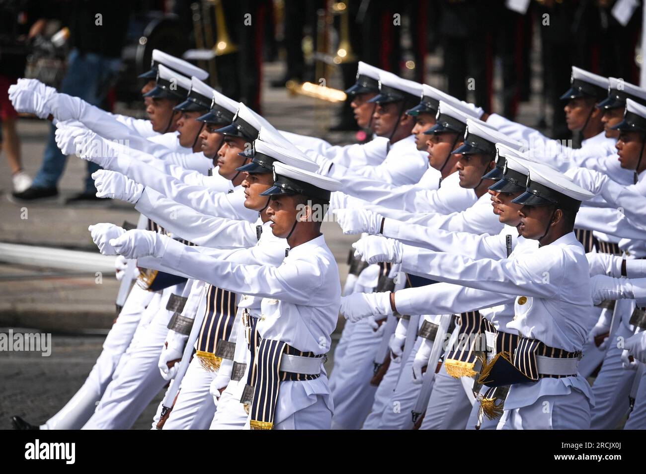 Indian Army, Indian Navy and Indian Air Force march during the Bastille ...