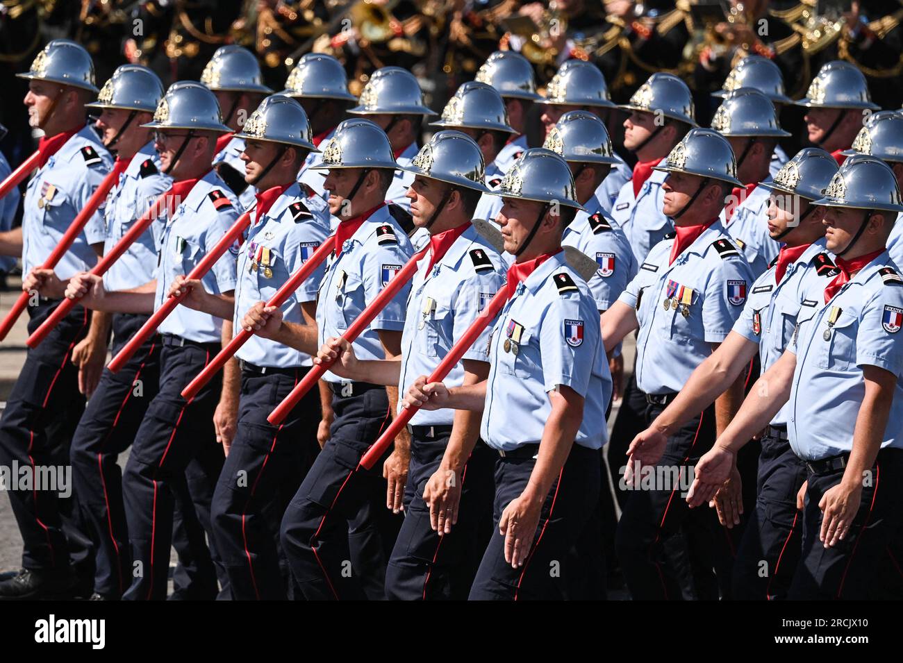 16th Battalion of the French Fire Brigade march during the Bastille Day ...