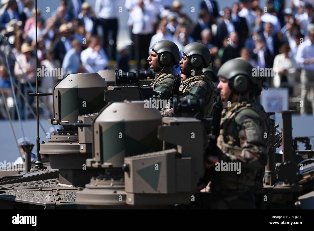 French army soldiers drive an EBRC Jaguar Armoured reconnaissance ...