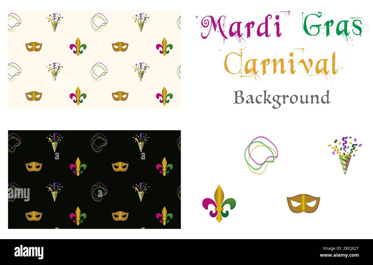 Mardi Gras Carnival Seamless pattern collection Fleur de lis ...