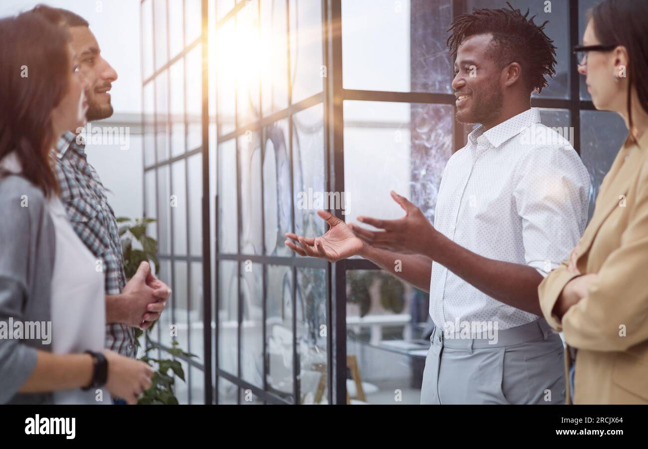 Motivated international multi-ethnic company members corporate team ...