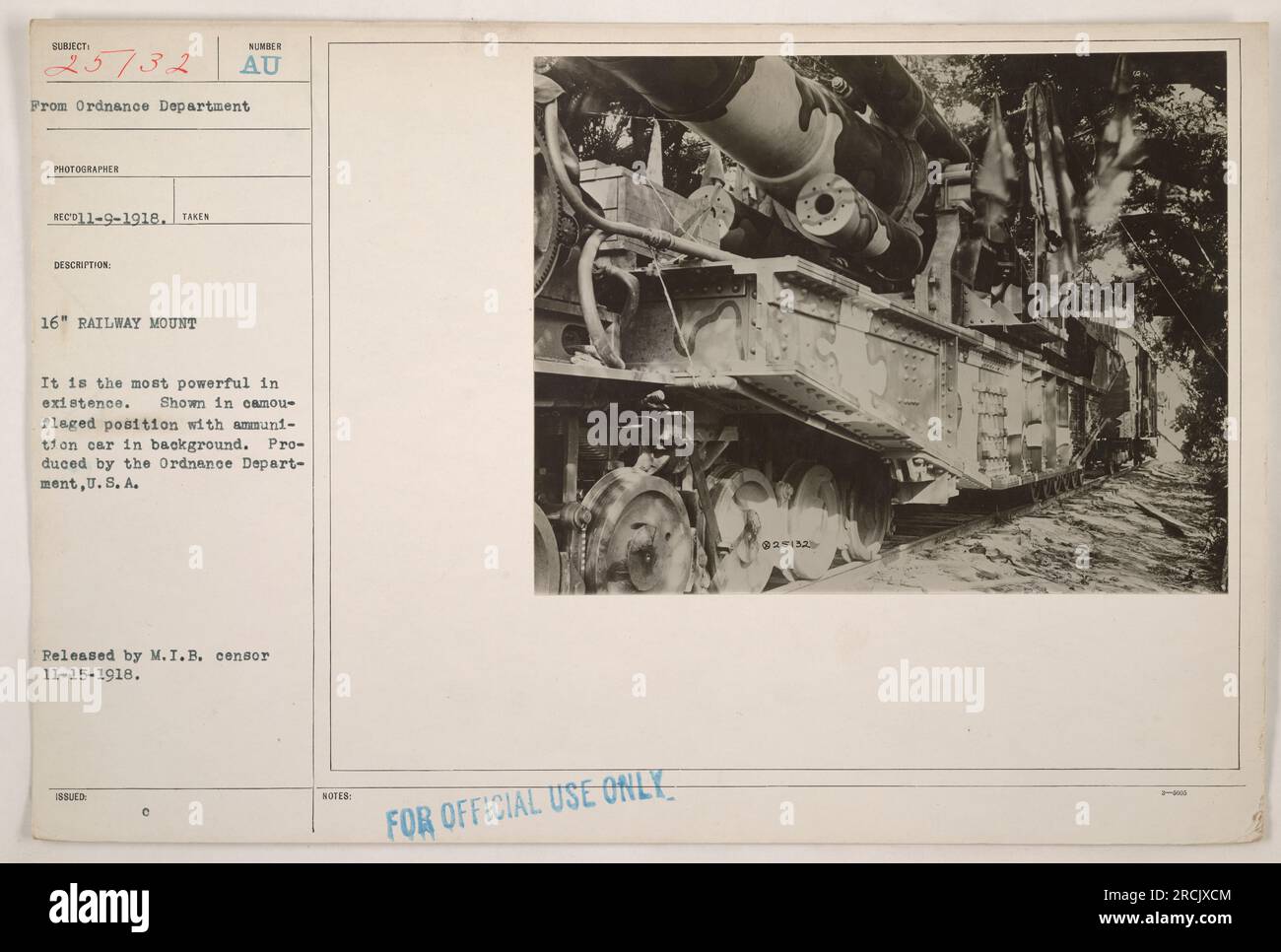 Title: 16" Railway Mount Sunder AU, World War One Caption: The 16 ...