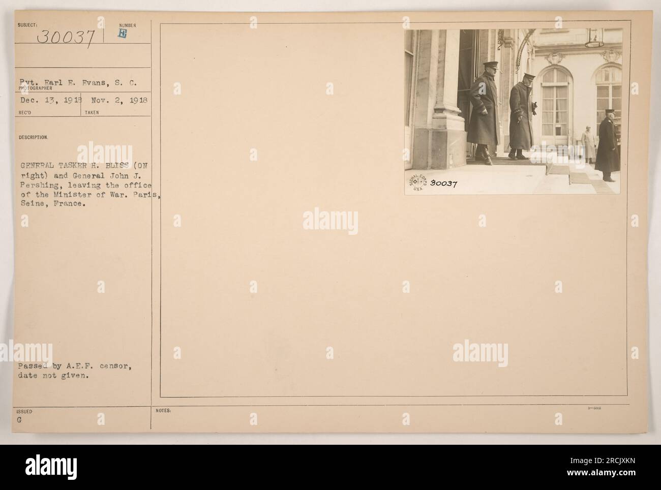 General Tasker H. Bliss and General John J. Pershing seen leaving the ...