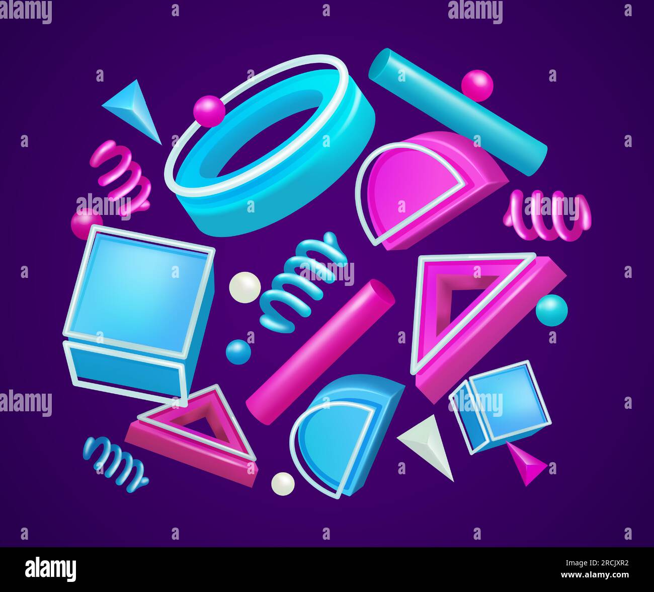 Set of colorful 3d geometric shapes. Elements for design. Isolated vector objects. Suitable for ...