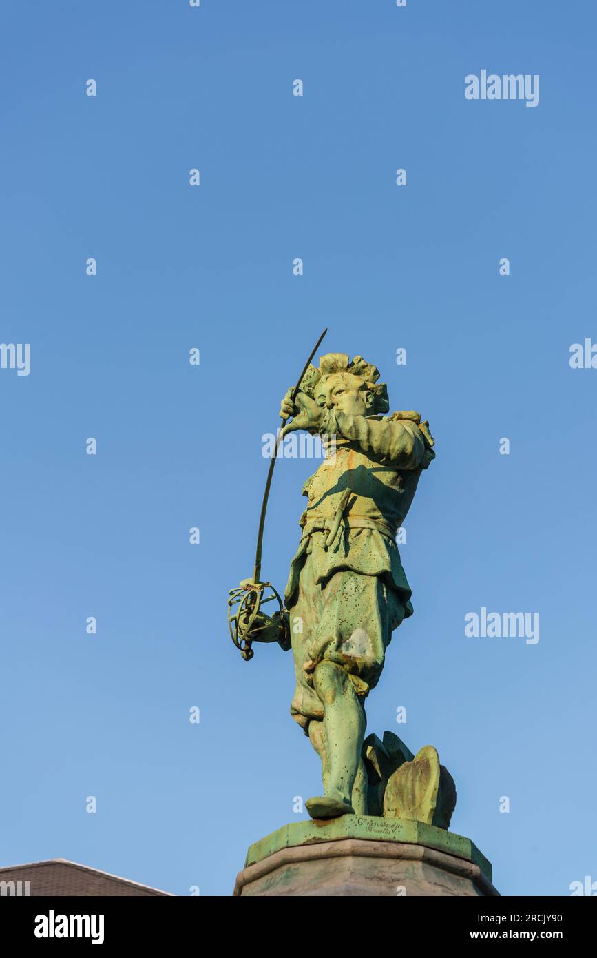 Statue representing a Brussels guild, Square du Petit Sablon, a Flemish ...