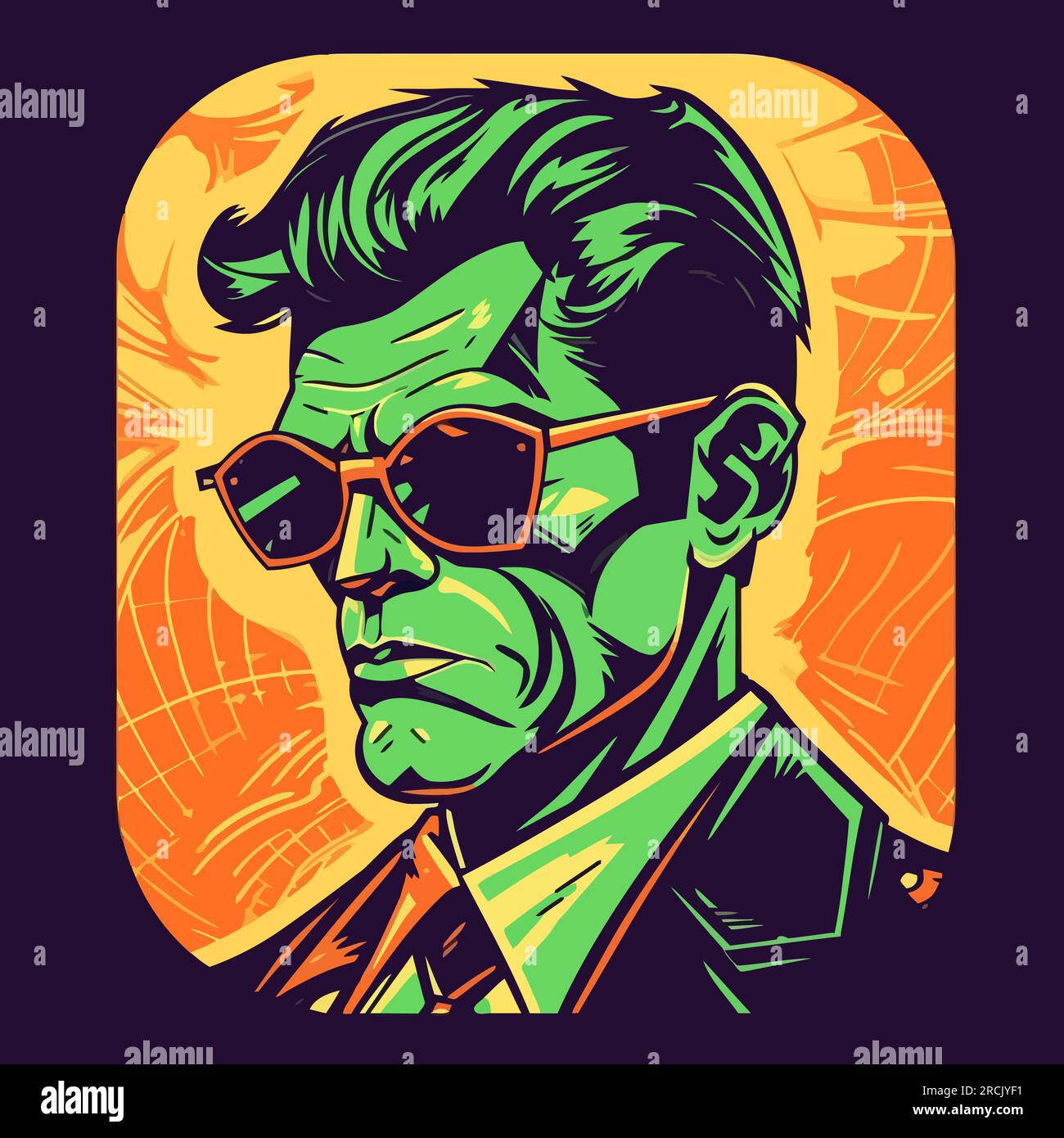Wicked Man The Stern Look Of A Man Abstract Retro Pop Art Style Vector Illustration Stock 