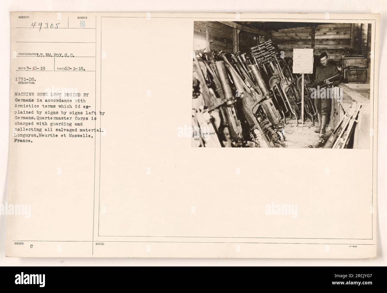 "Machine guns left behind by Germans in Longuyon, France as per ...