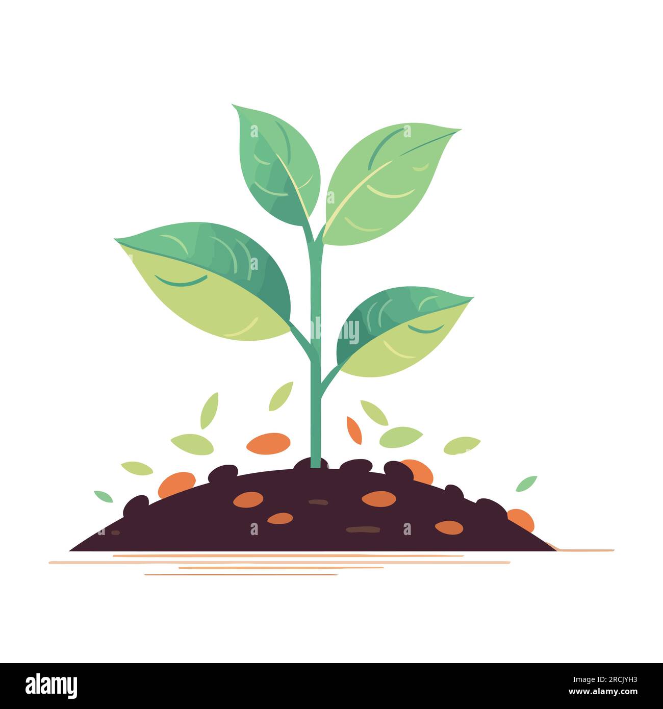 Young plant growing out of the ground. Plant growing from soil. Vector ...