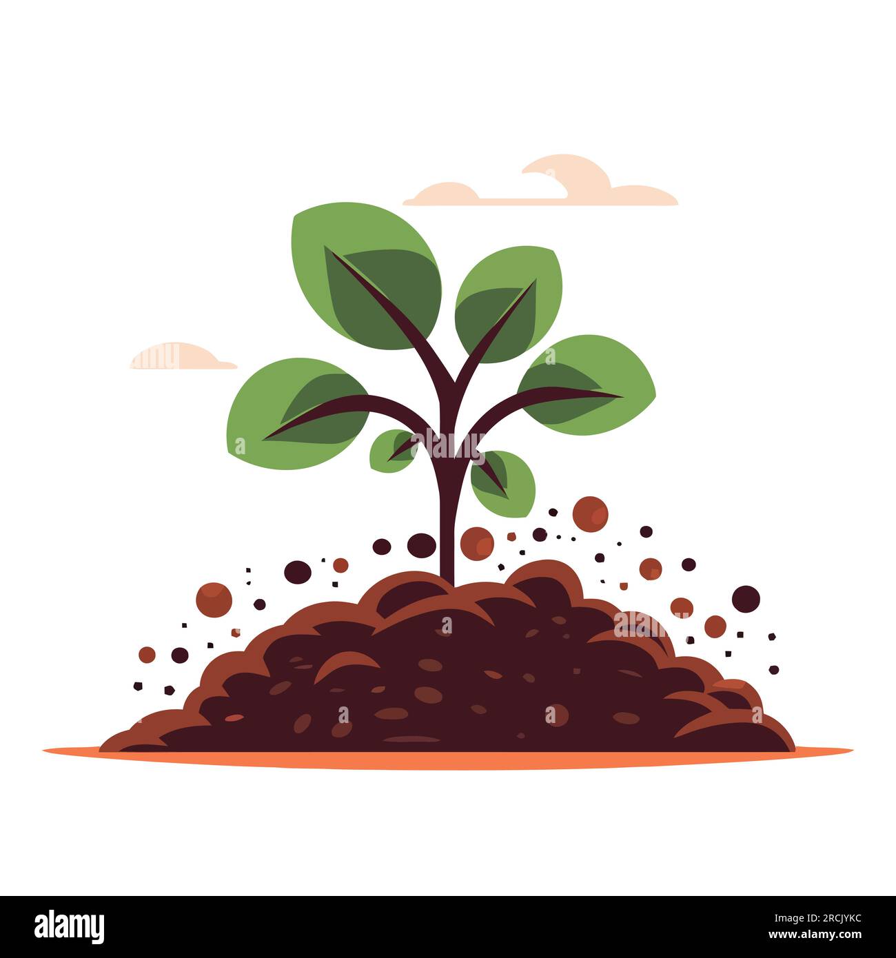 Young plant growing out of the ground. Plant growing from soil. Vector ...