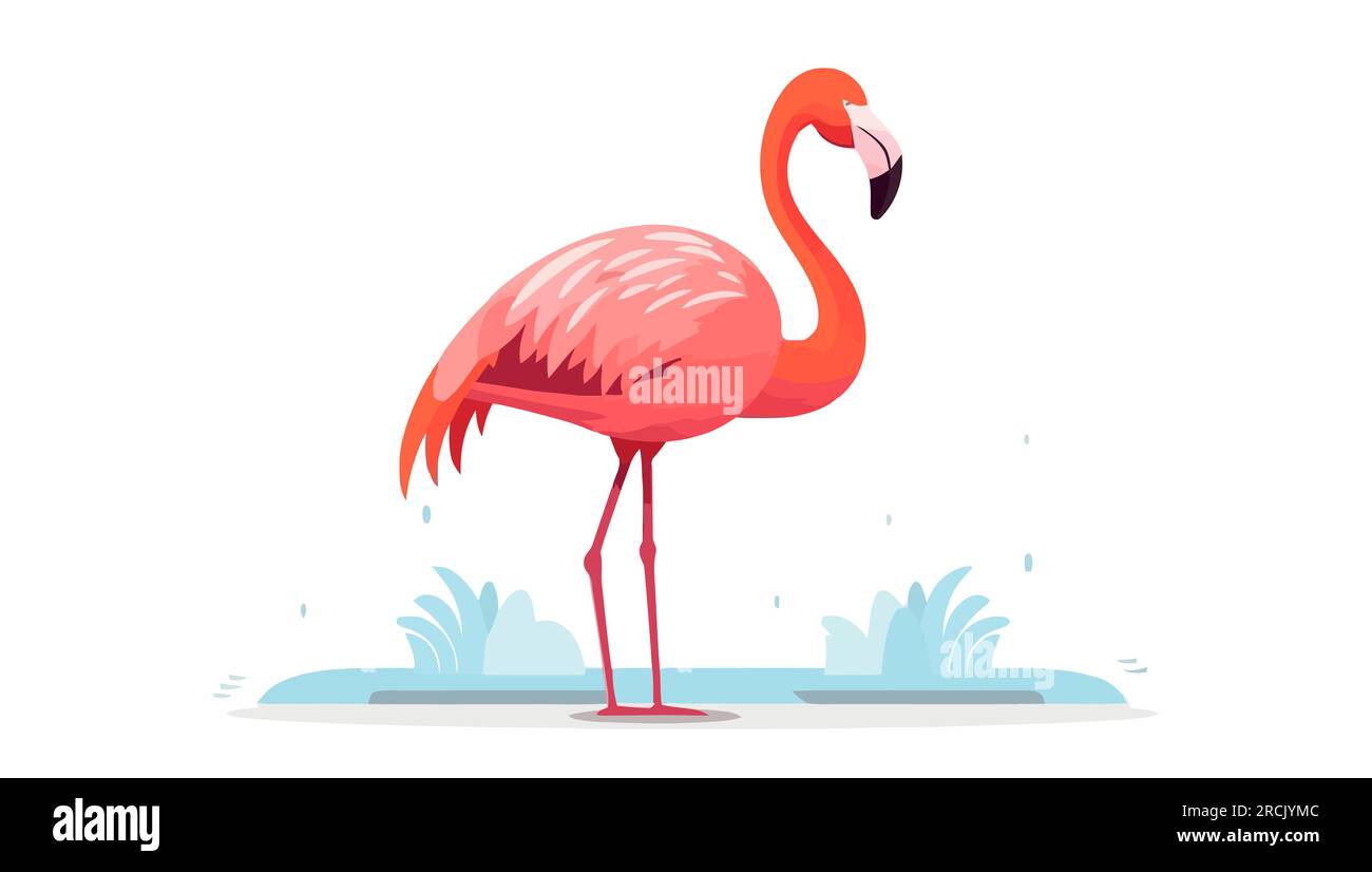 Flamingo logo design. Drawing image of pink flamingo. Cute flamingo ...