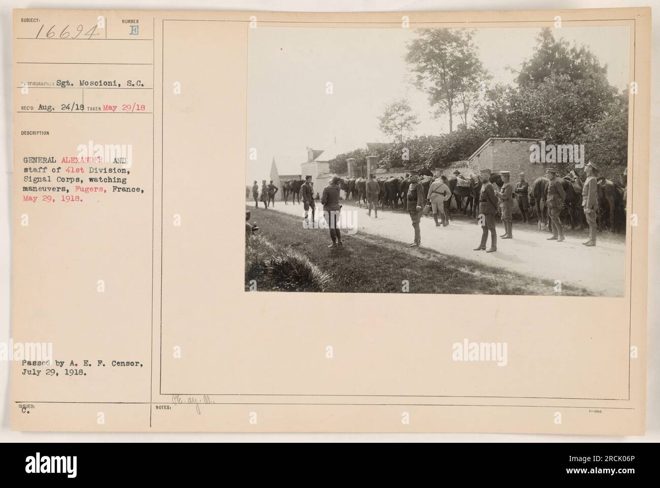 General Alexander and his staff from the 41st Division, Signal Corps ...