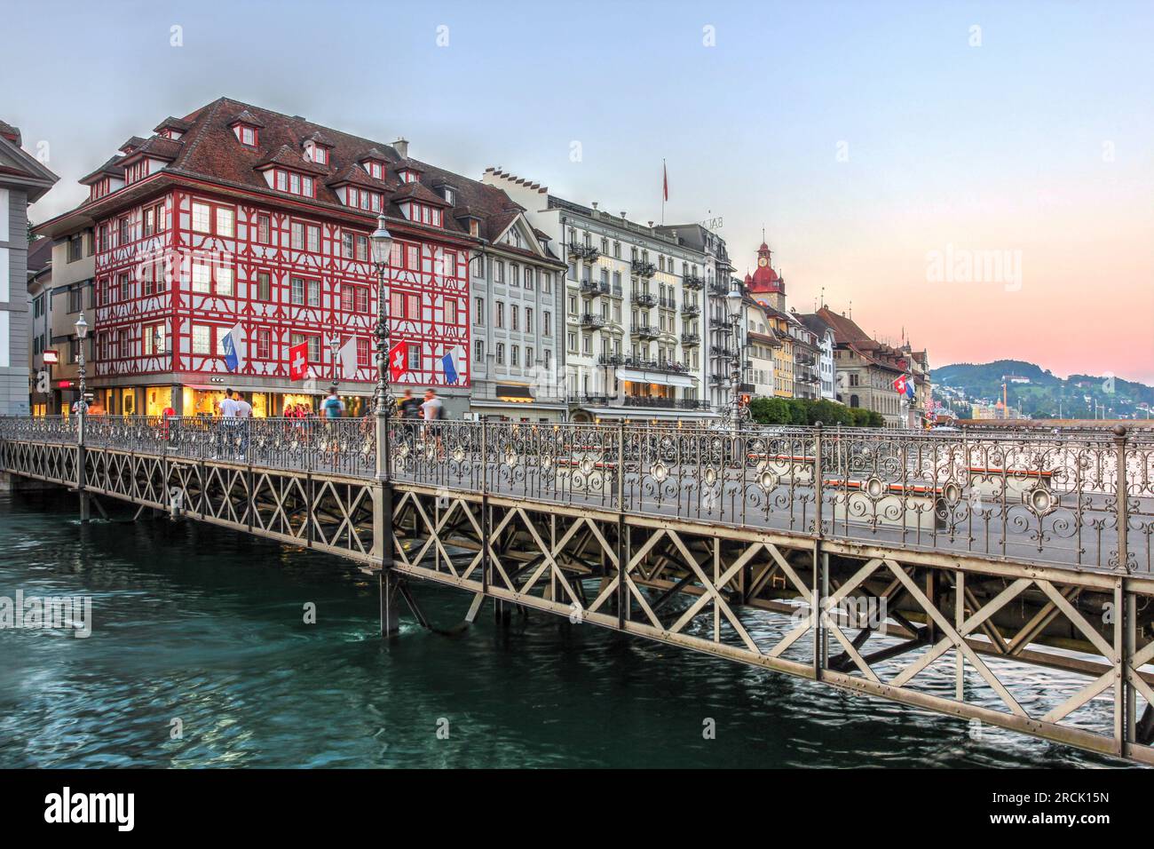 Steel-made Reuss Bridge (Reussbrücke) over Reuss River in Lucerne ...